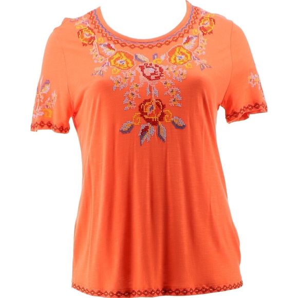 Tolani | Tops | Tolani Collection Floral Embroidered Top Coral A392863 ...